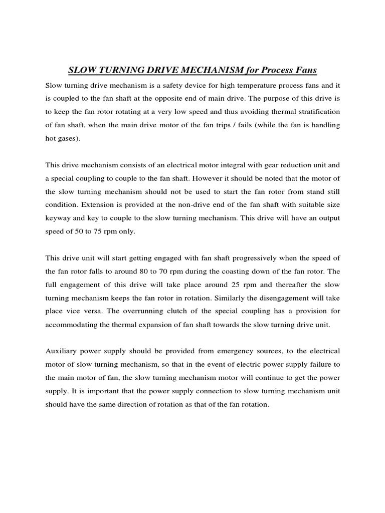 Inching Drive - Mechanism For Process Fans | PDF | Technology & Engineering