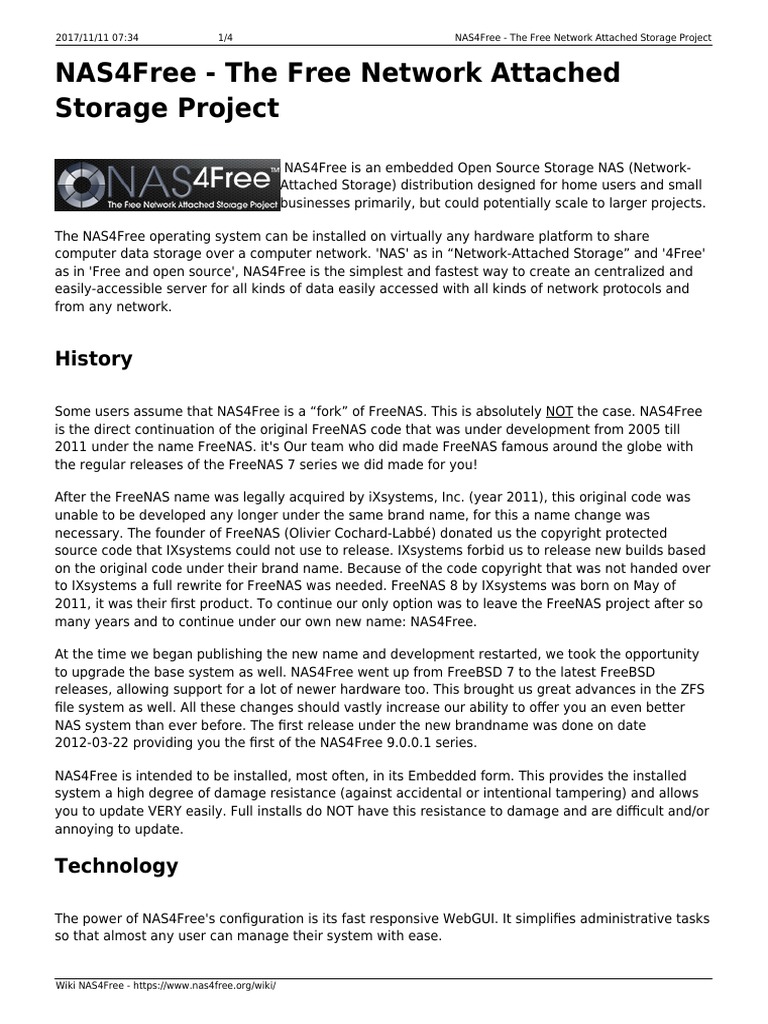 Nas4free - The Free Network Attached Storage Project | PDF | Utility ...