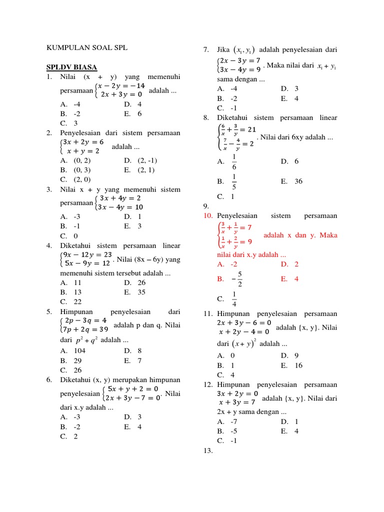 Kumpulan Soal SPL | PDF