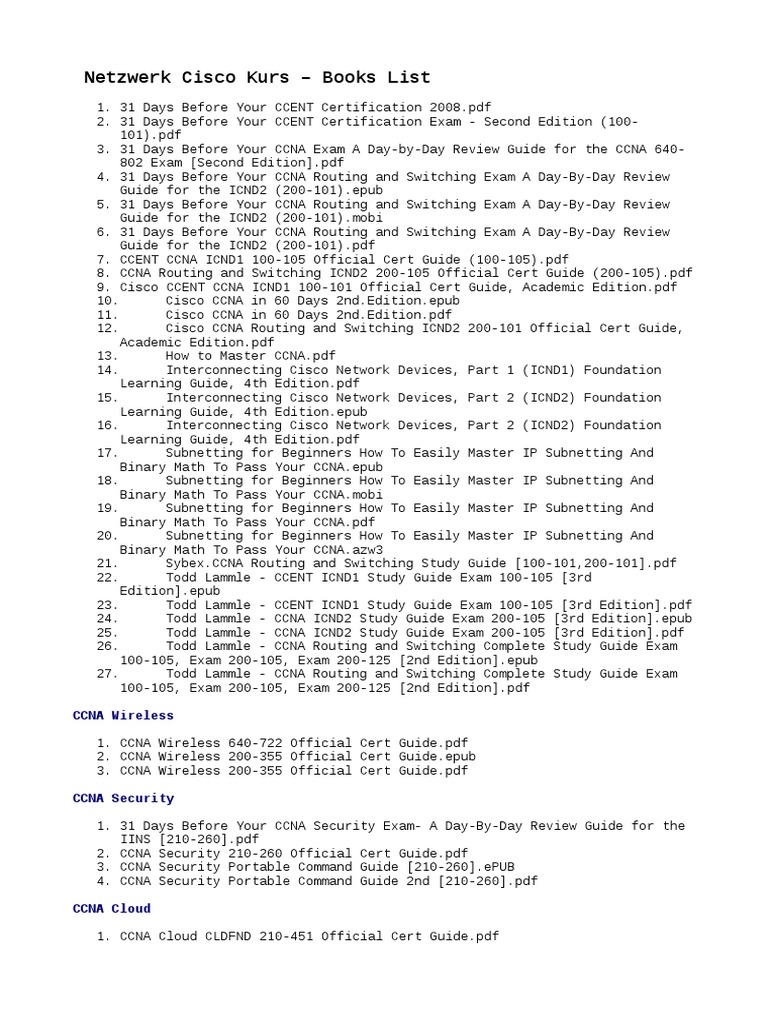 CISCO Books List | PDF | Cisco Certifications | Telecommunications ...