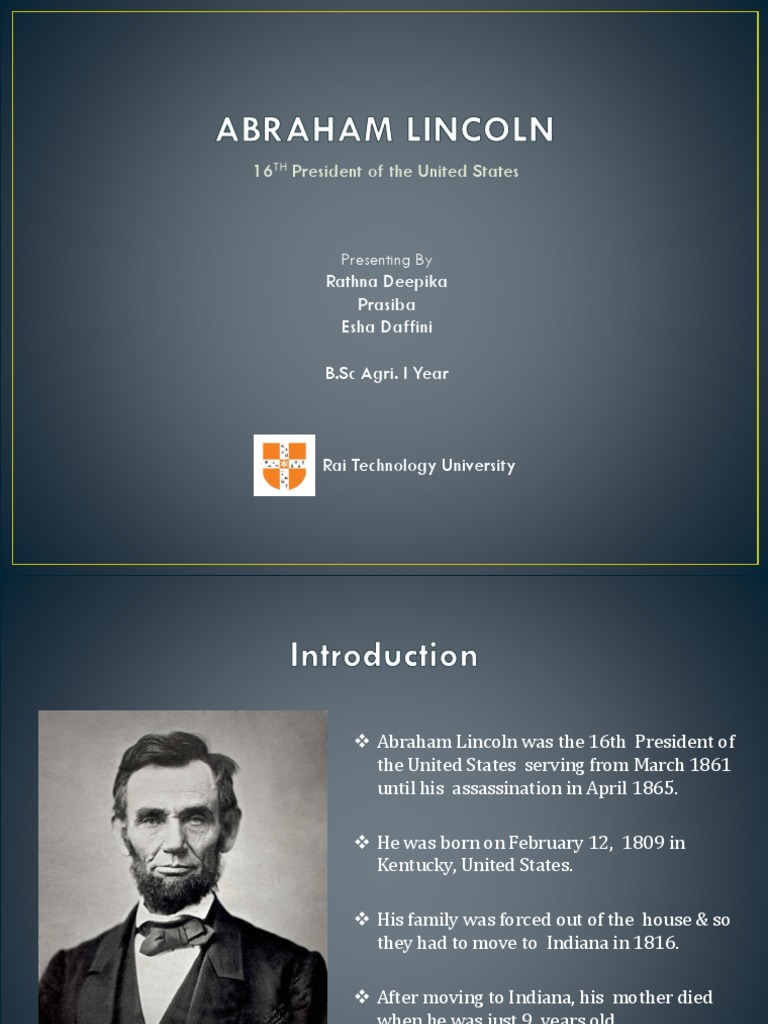 Introduction to Abraham Lincoln | PDF | Abraham Lincoln | American ...