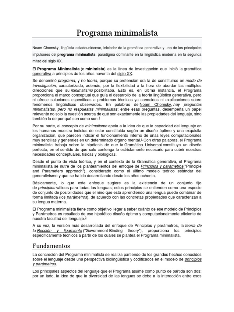 Programa Minimalista | PDF | Noam Chomsky | Lingüística