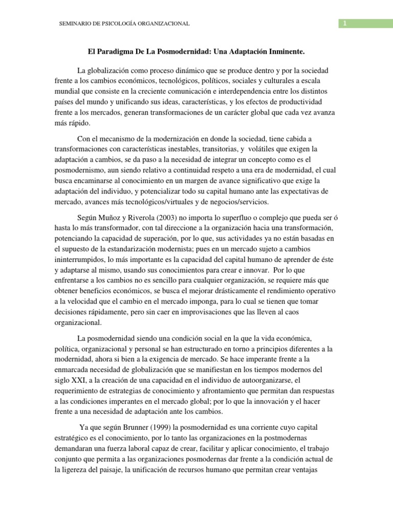 El Paradigma de La Posmodernidad | PDF | Globalización | Mercado (economía)