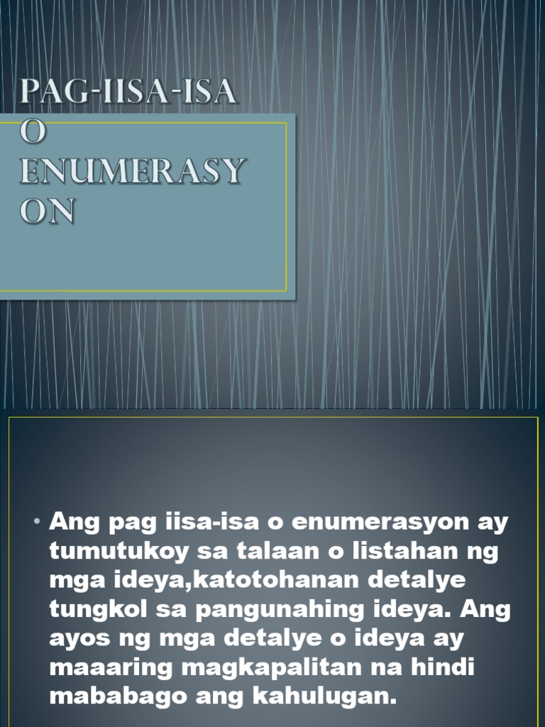 Pag Iisa Isa o Enumerasyon | PDF