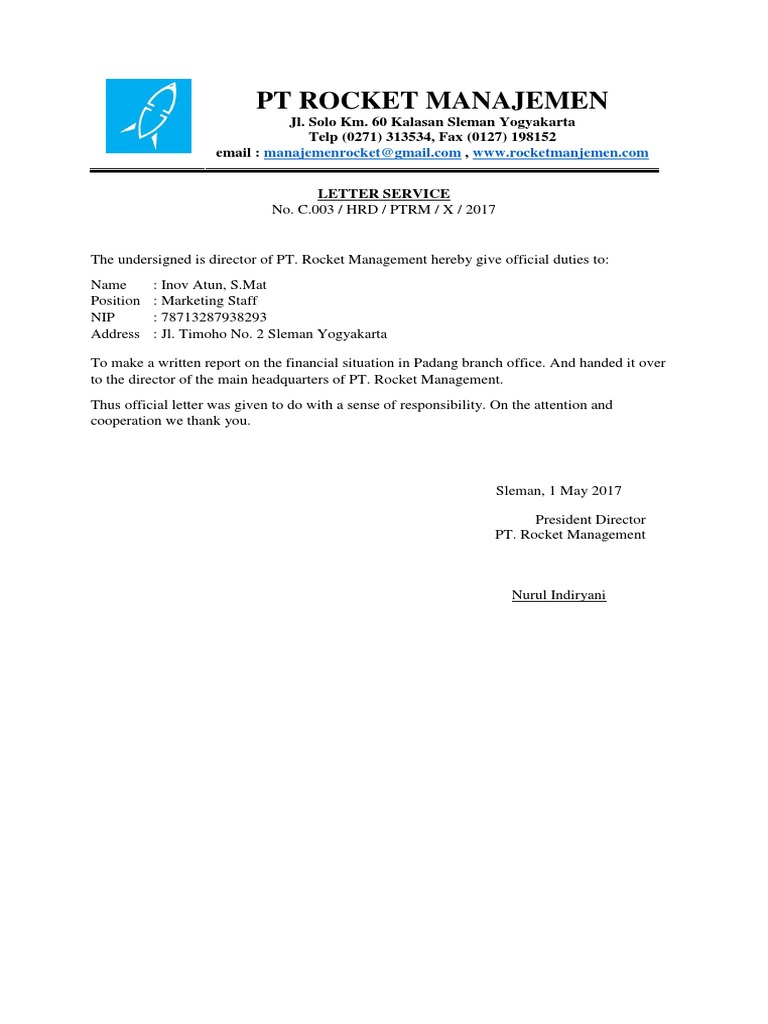 Contoh Surat Resmi Bahasa Inggris | PDF