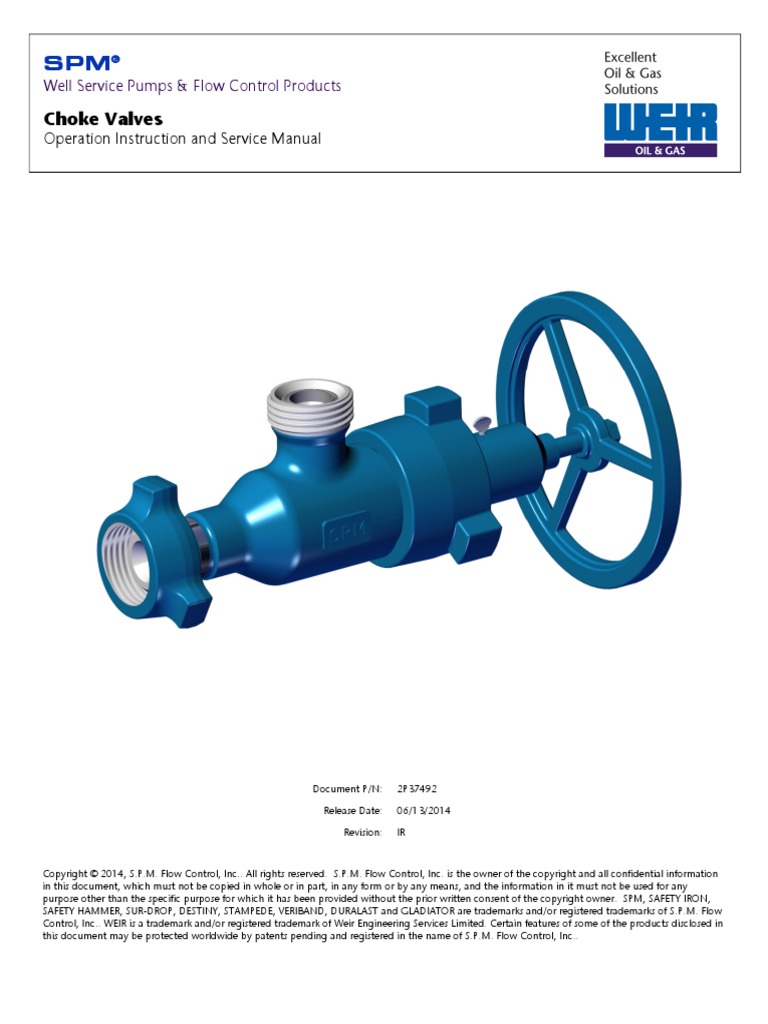 SPM Choke Valves Operation Instruction and Service Manual | Valve ...