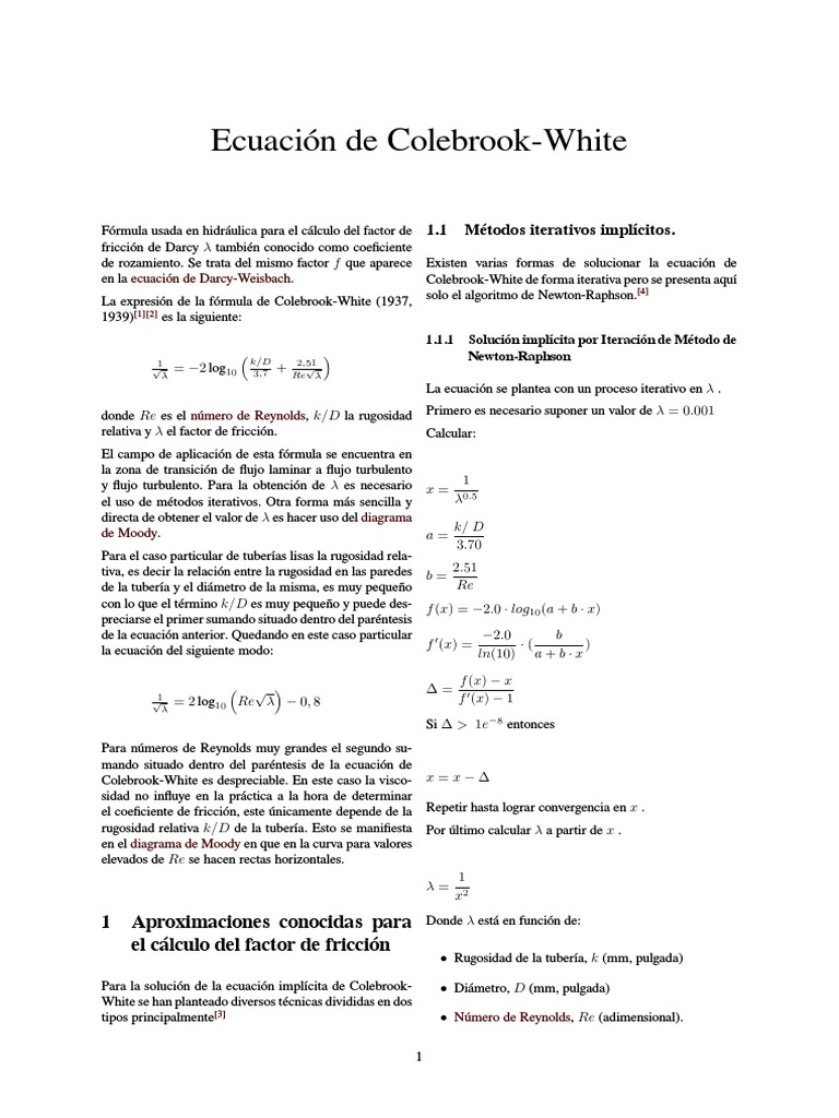 Ecuación de Colebrook-White | PDF | Verdad lógica | Materia suave