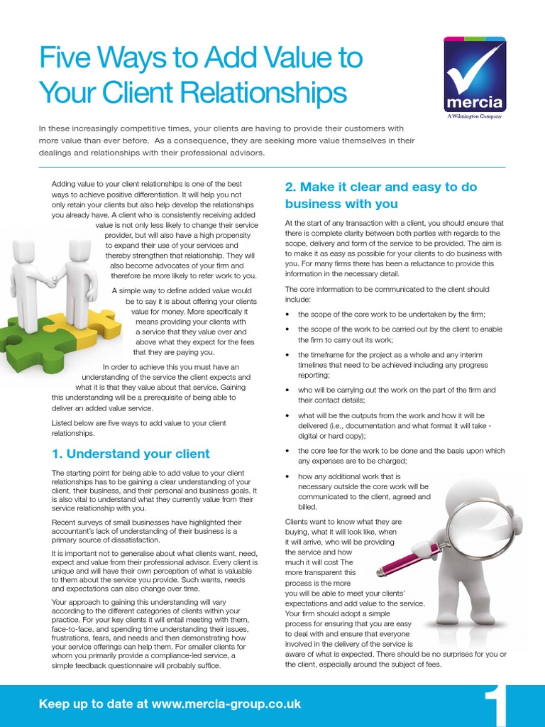 Add Value To Your Clients Relationships | PDF | Customer | Information
