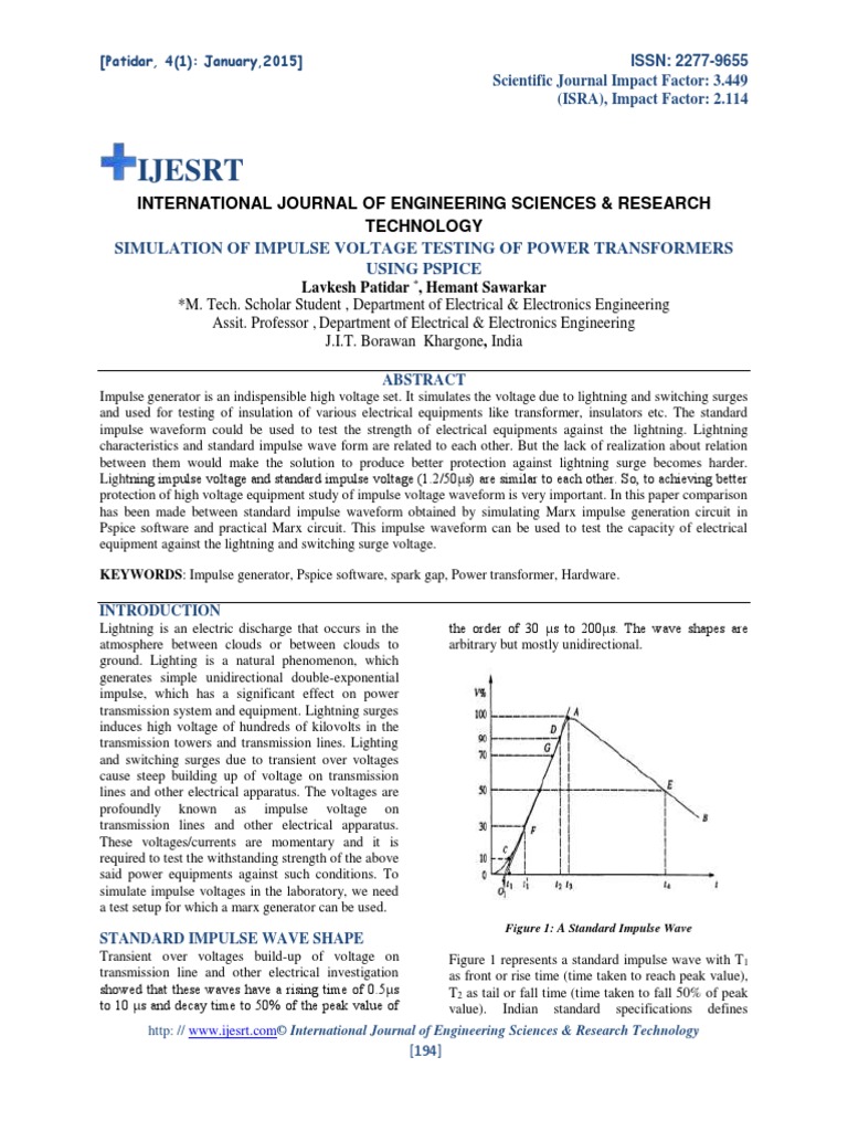 Simulation of Impulse Voltage Testing of Power Transformers Using ...