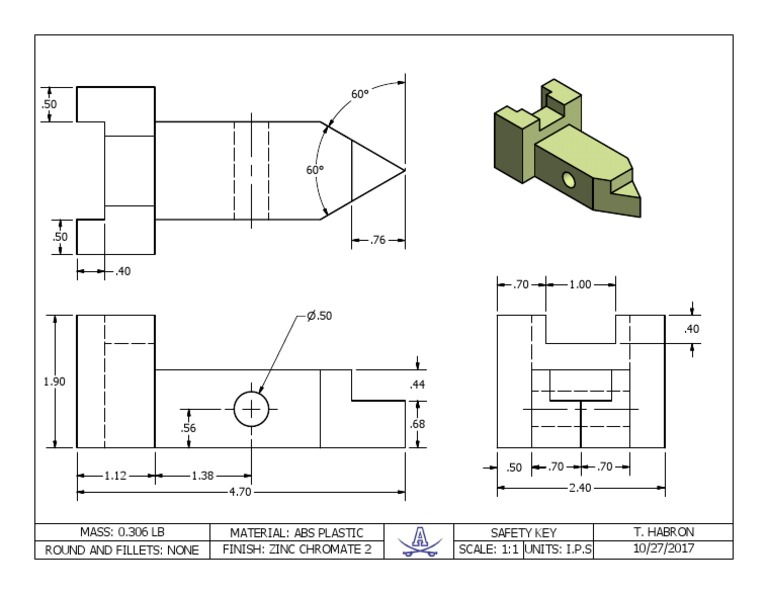 1 Safety Key Orthographic | PDF