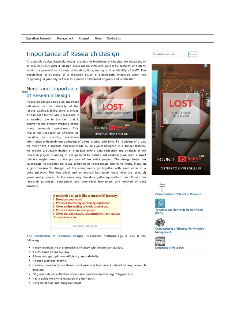 Importance of Research Design | PDF | Research Design | Reliability ...