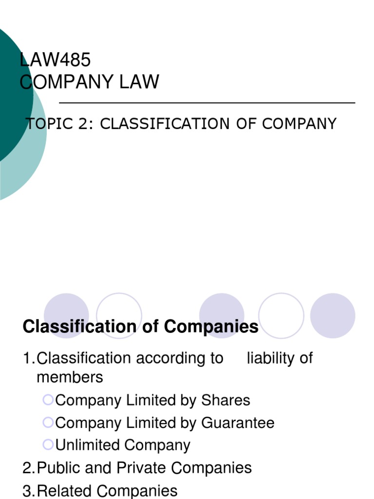 TOPIC 2 - Classification of Company | PDF | Subsidiary | Privately Held ...