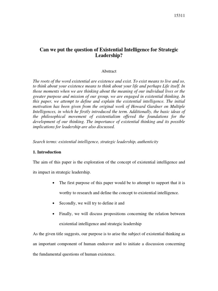 Existential Intelligence For Strategic Leadership | PDF | Authenticity ...