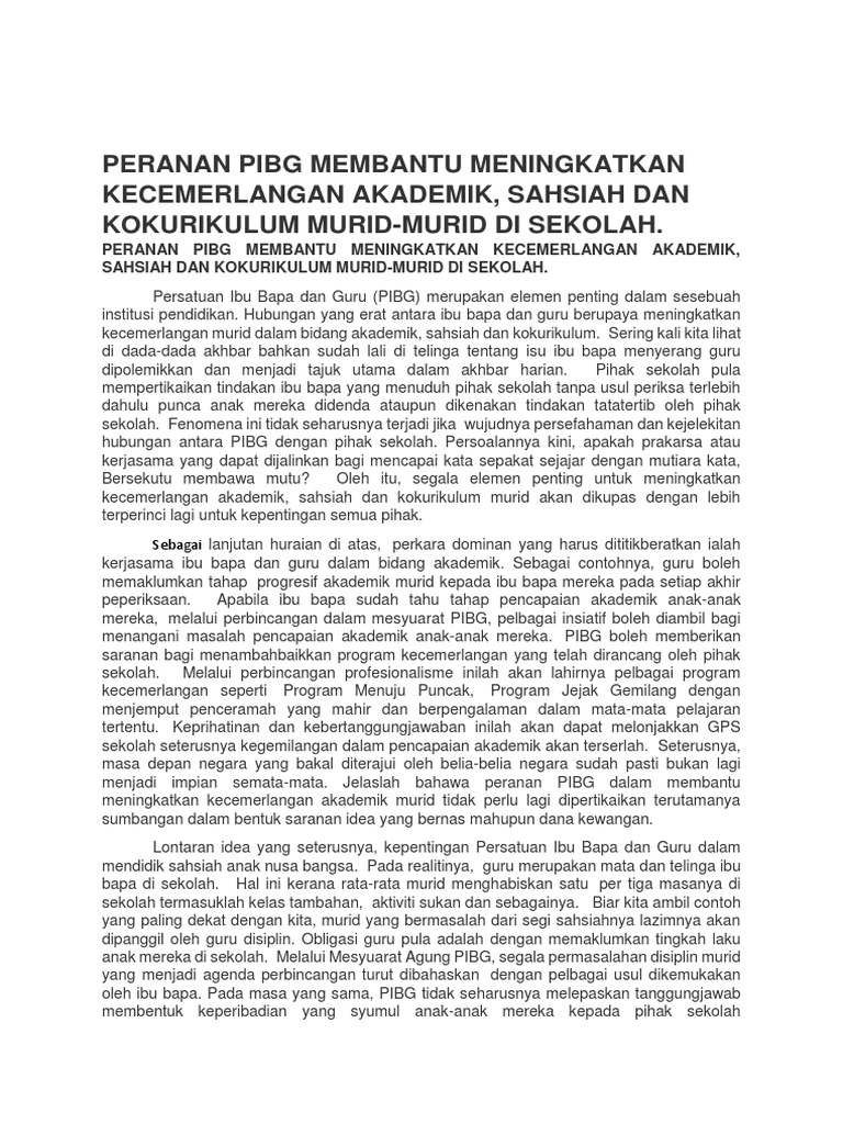 Peranan Pibg 1 | PDF