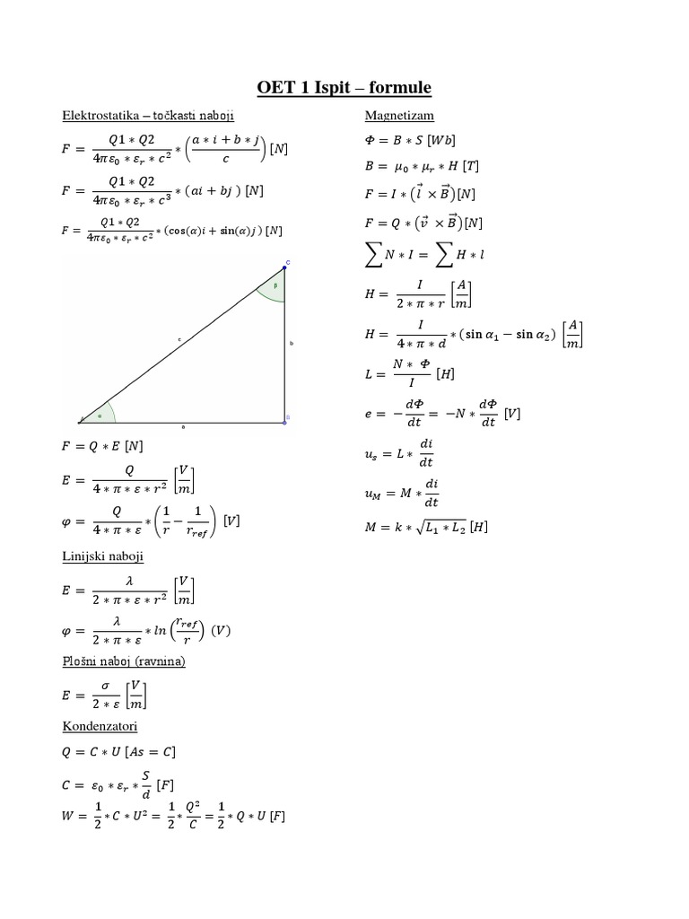 Elektrotehnika Formule za Studente | PDF | Teaching Methods & Materials