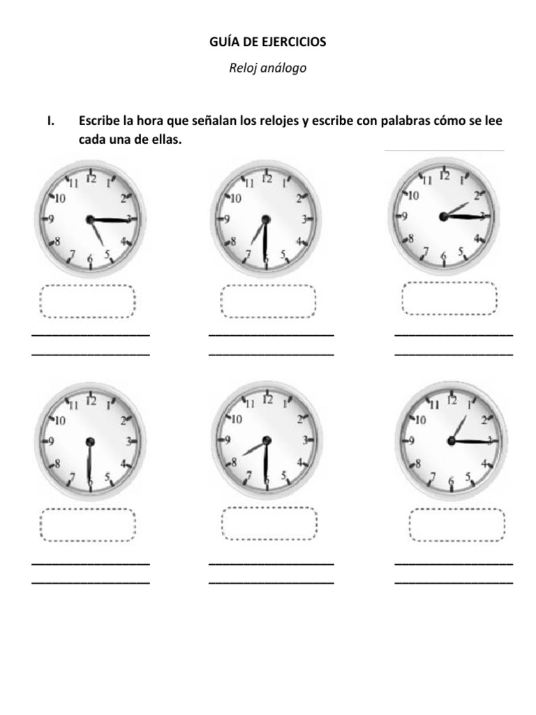 Guía de Ejercicios - Reloj | PDF