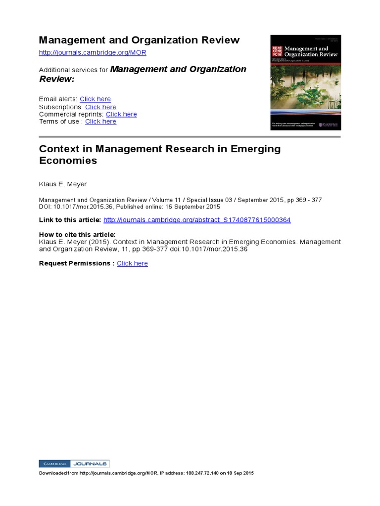Management and Organization Review | PDF | Theory | Qualitative Research