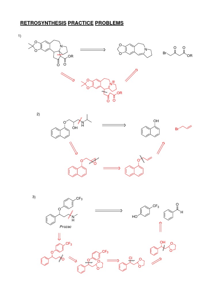 Retrosynthesis Practice Problems: O O OR O N O O BR O O OR 1 ...