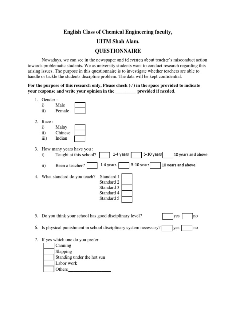 Teacher Discipline and Student Behavior Survey | PDF | Teachers ...