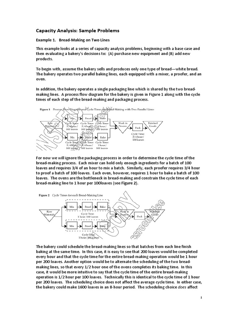 Capacity Analysis: Sample Problems: Example 1. Bread-Making On Two ...