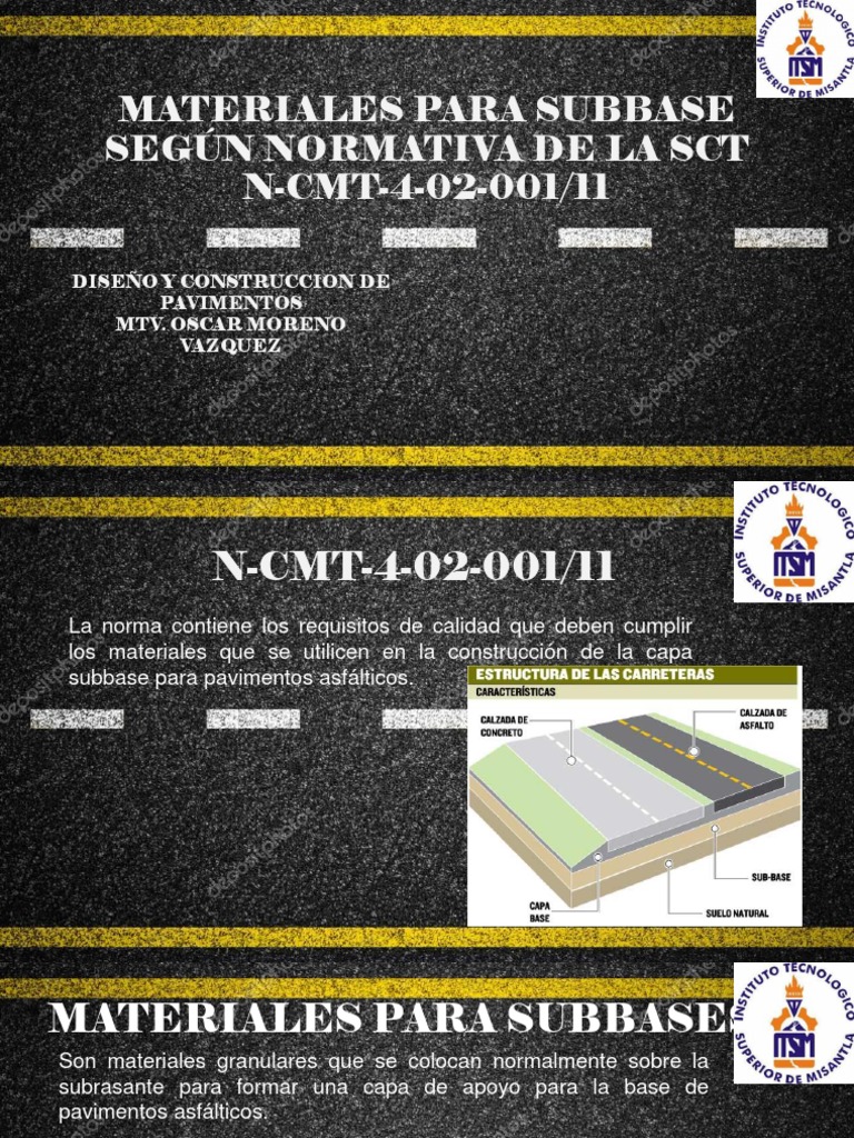 Materiales Para Subbase Según Normativa de La Sct | Tecnología (general) | Ciencia