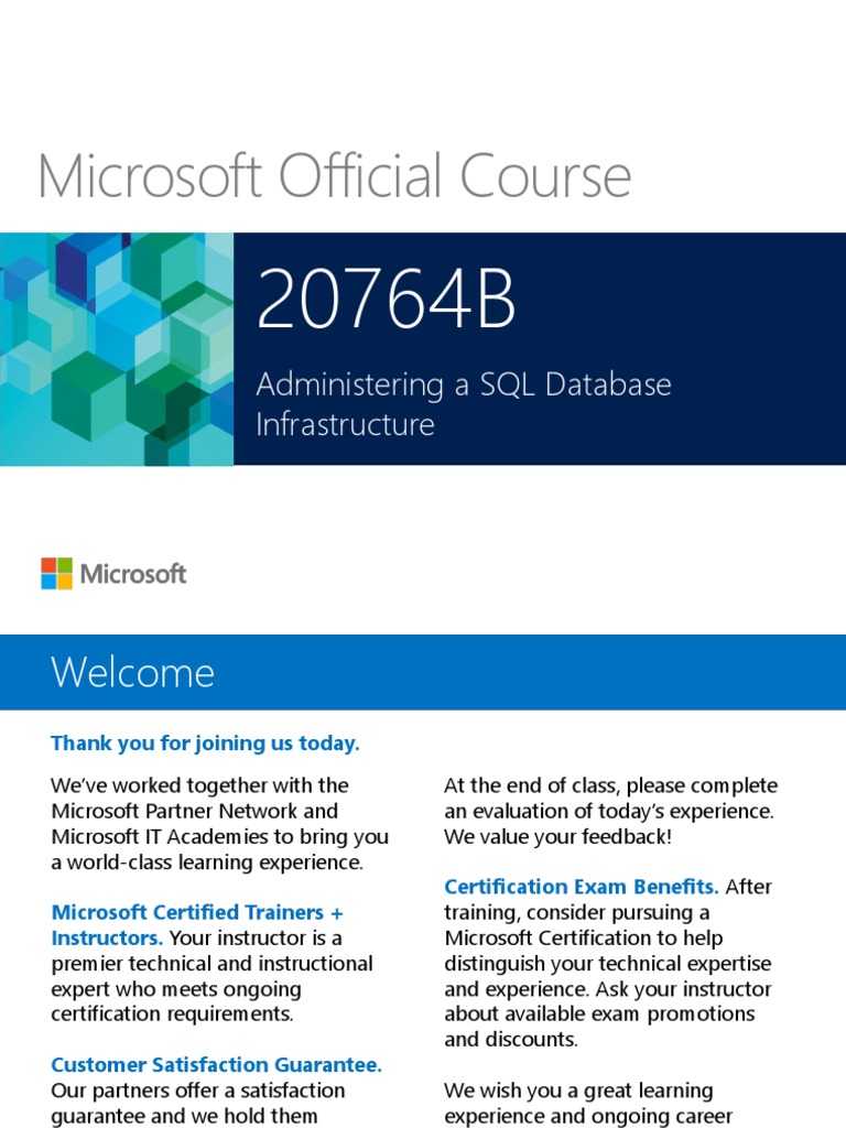 Microsoft Official Course: Administering A SQL Database Infrastructure ...