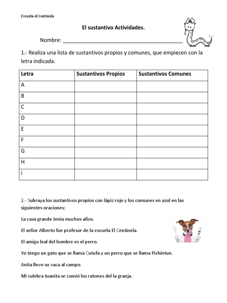 El Sustantivo Actividades | PDF