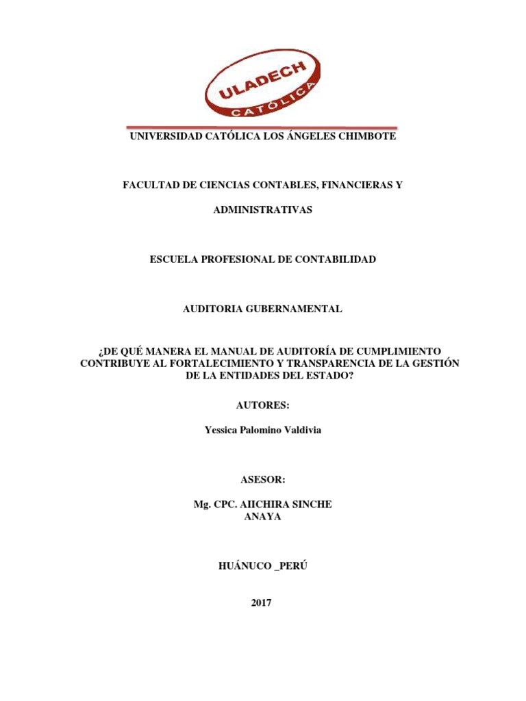 Trabajo de Ojis Gugu PDF | PDF | Auditoría financiera | Contralor