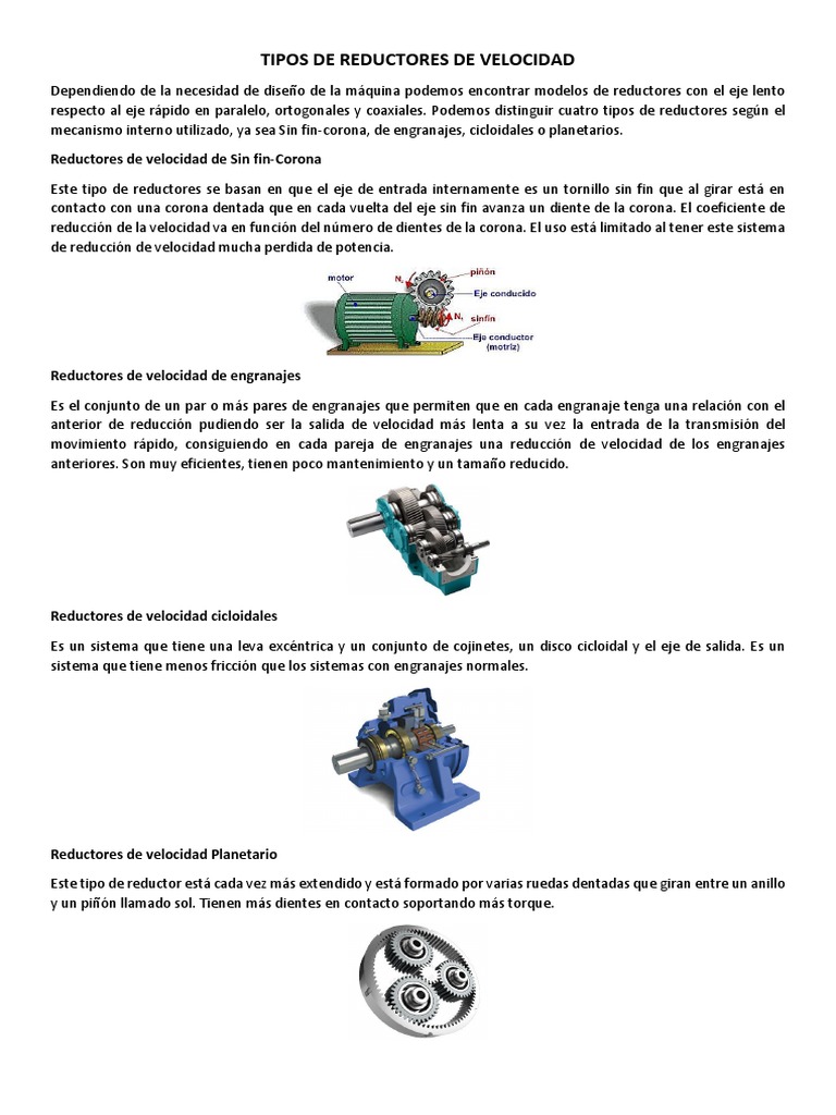 Tipos de Reductores de Velocidad