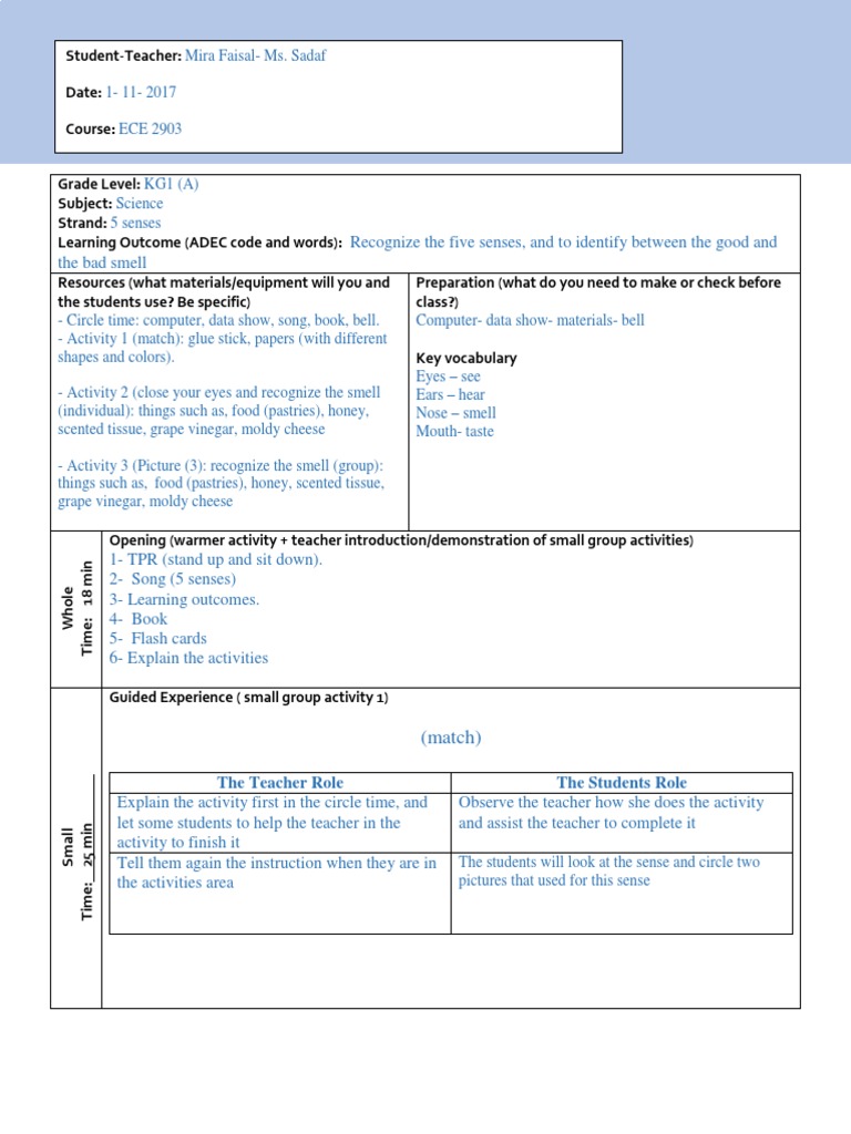 Science Five Senses | PDF | Senses | Educational Assessment