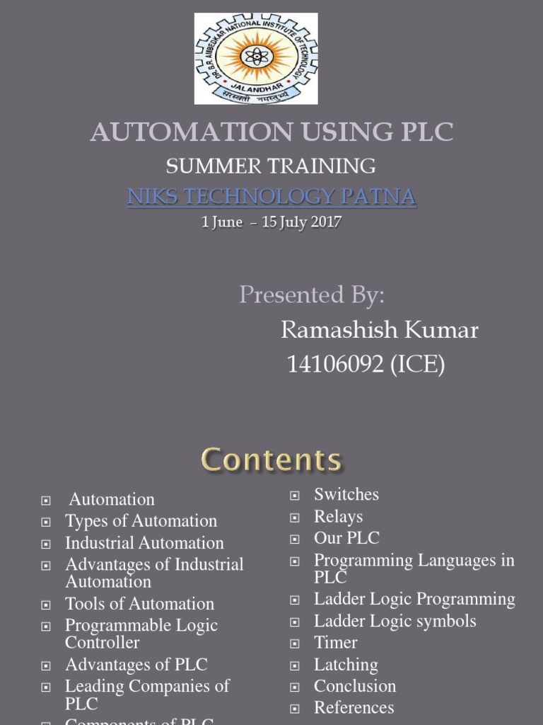 Automation Using PLC: Presented by | PDF | Programmable Logic ...