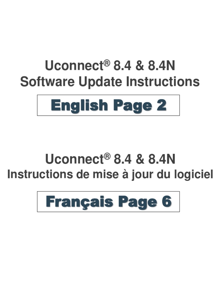Uconnect 8.4 & 8.4N Software Update Instructions: English Page 2 | PDF ...