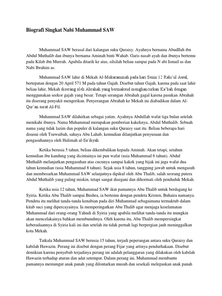 Biografi Singkat Nabi Muhammad | PDF