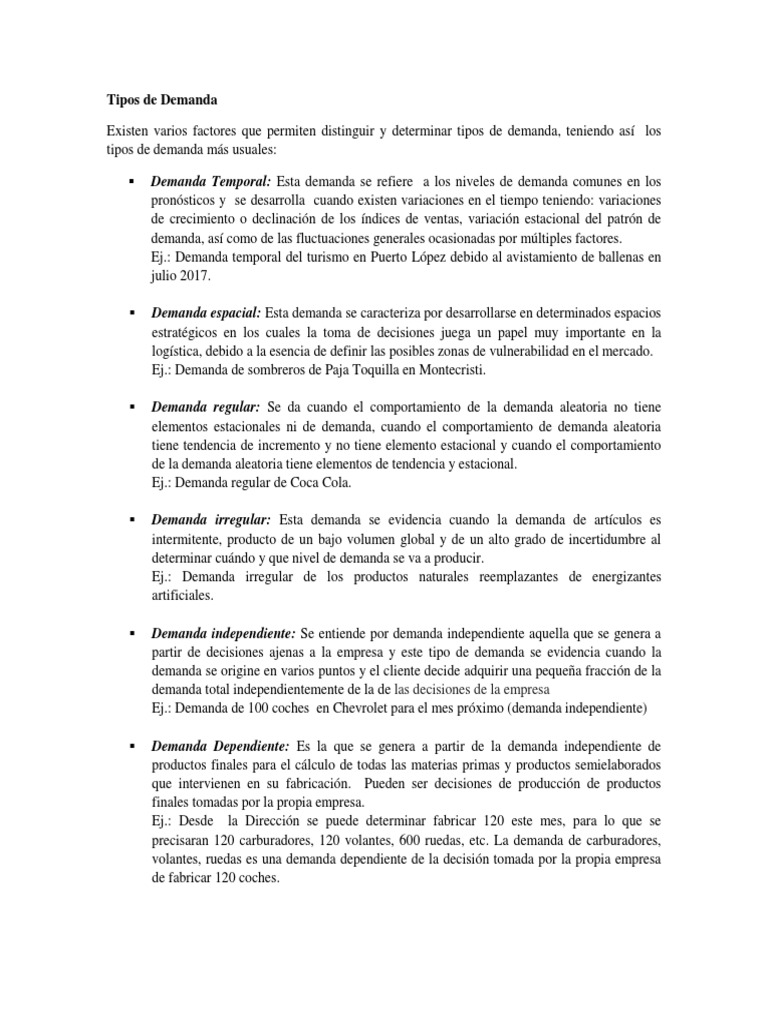 Tipos de Demanda | PDF | Demanda | Ciencias económicas