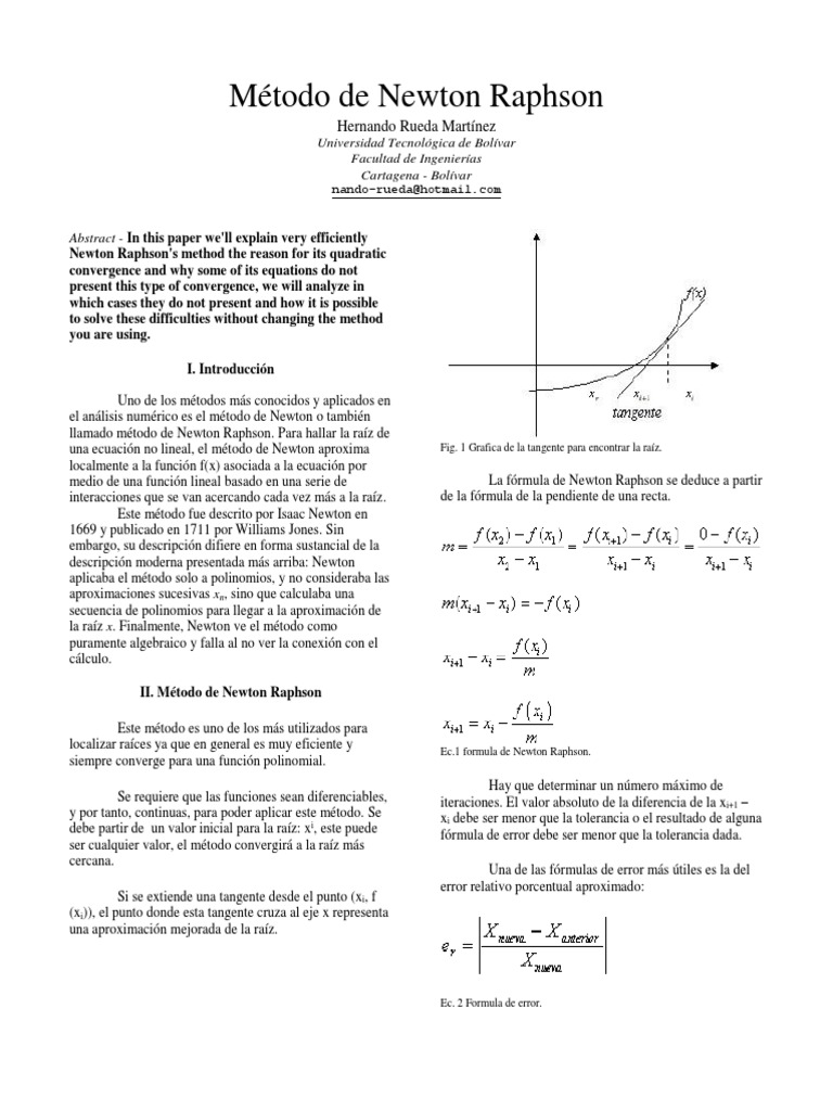 Método de Newton Raphson | PDF | Áreas de informática | Algoritmos