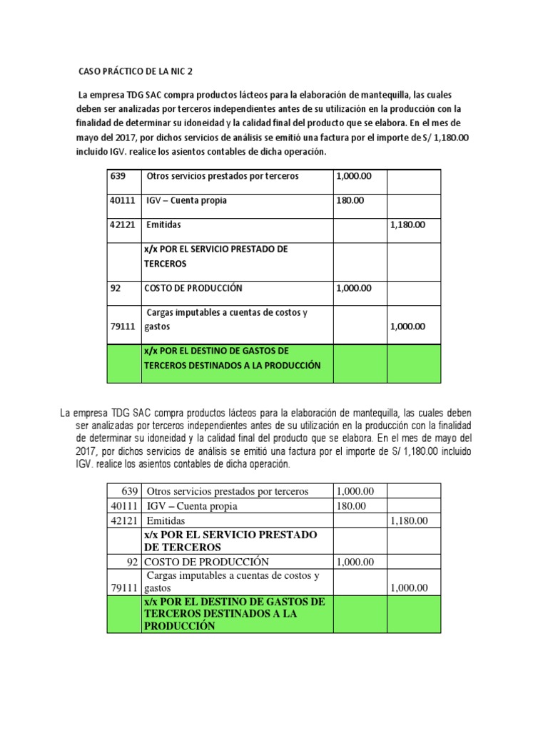 Caso Práctico de La Nic 2 | PDF | Materia prima | Contabilidad