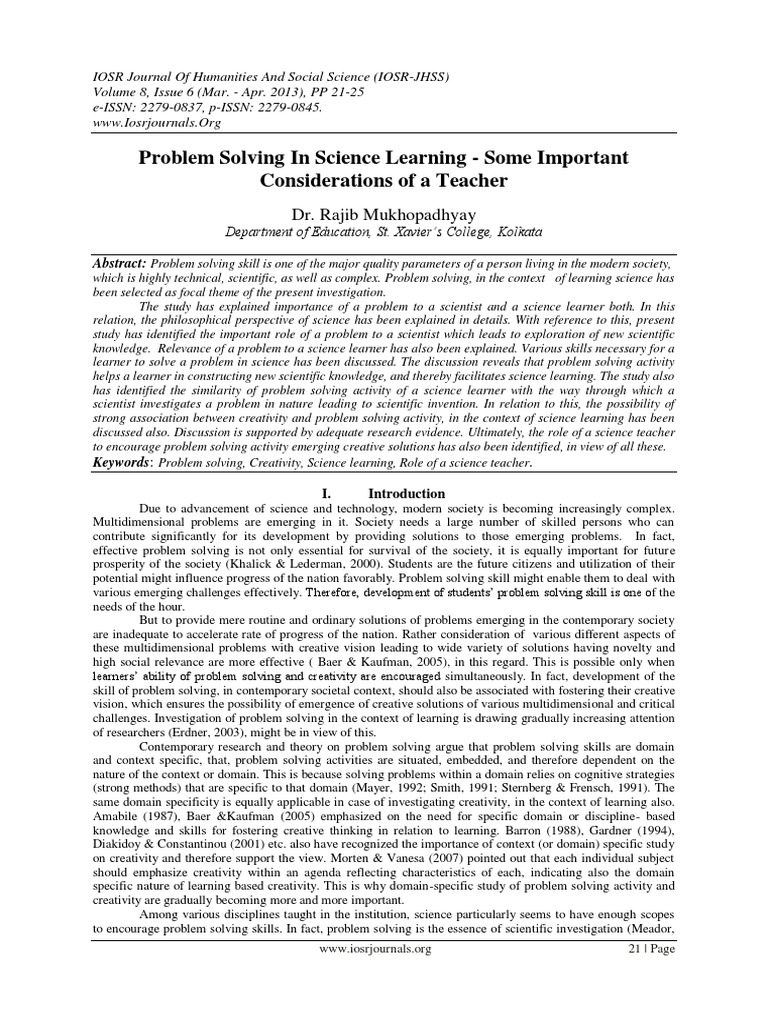Problem Solving in Science Learning - Some Important PDF | PDF | Falsifiability | Scientific Method