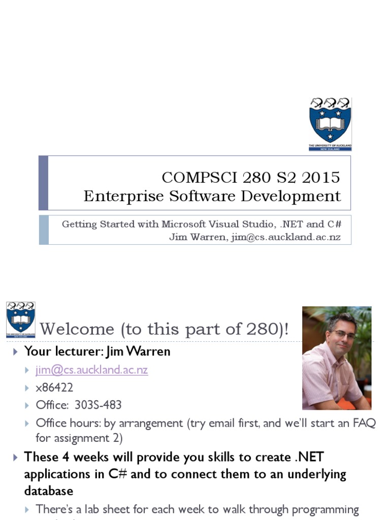 COMPSCI 280 S2 2015 Enterprise Software Development: Jim Warren, Jim@cs - Auckland.ac - NZ | PDF ...