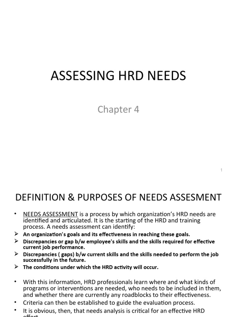 HRD Needs Assessment Guide | PDF | Needs Assessment | Goal
