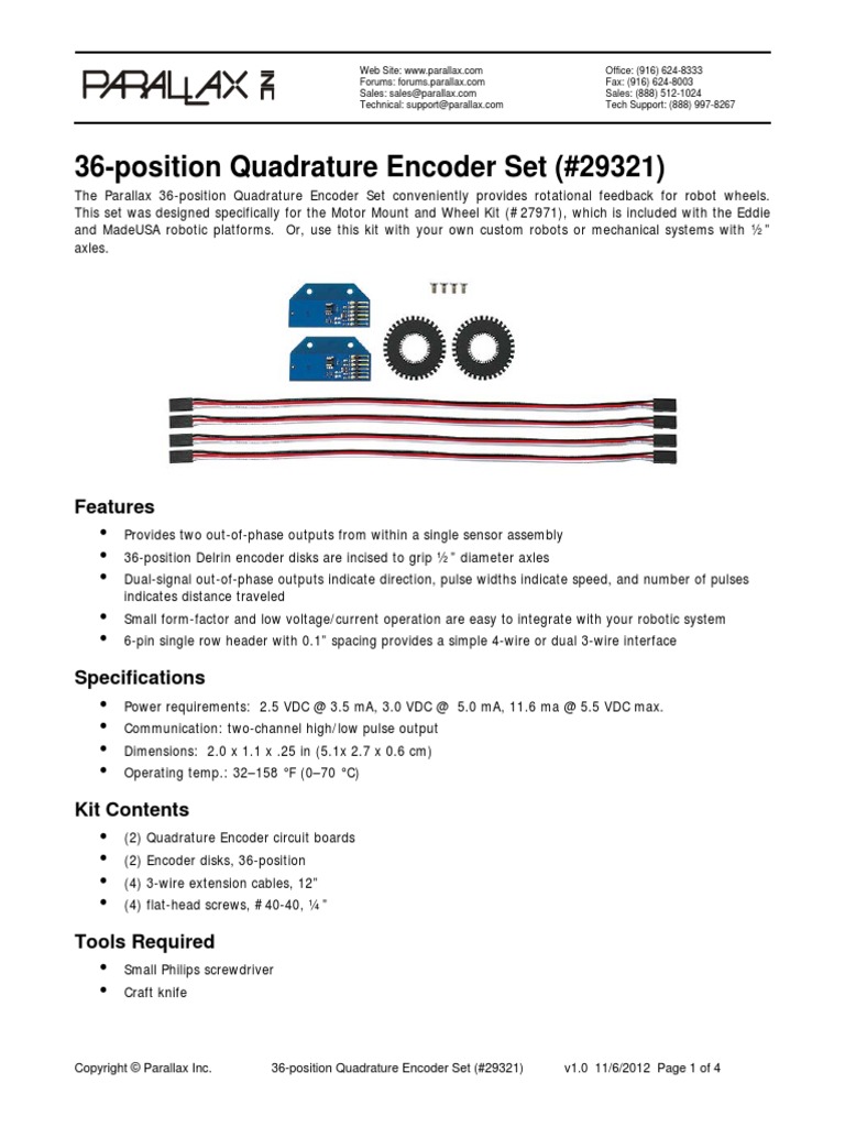 36-Position Quadrature Encoder Set (#29321) : Features | PDF | Sensor ...