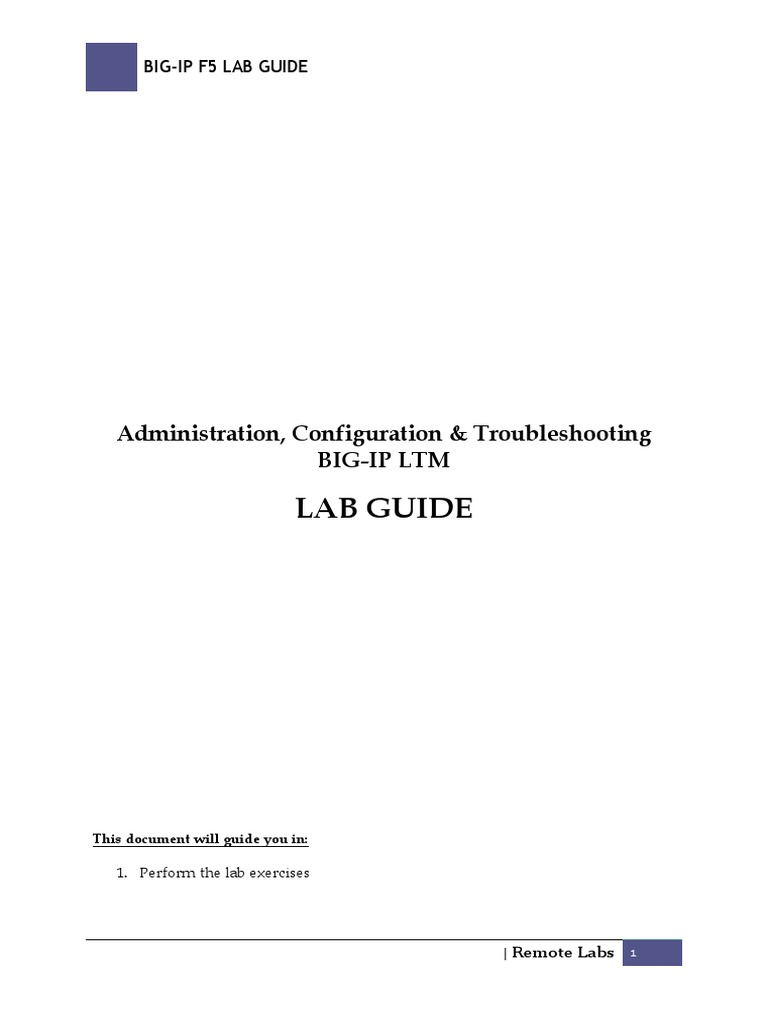 Administration Configuration Troubleshooting Big Ip Ltm V11 Lab Guide Day 1 Pdf