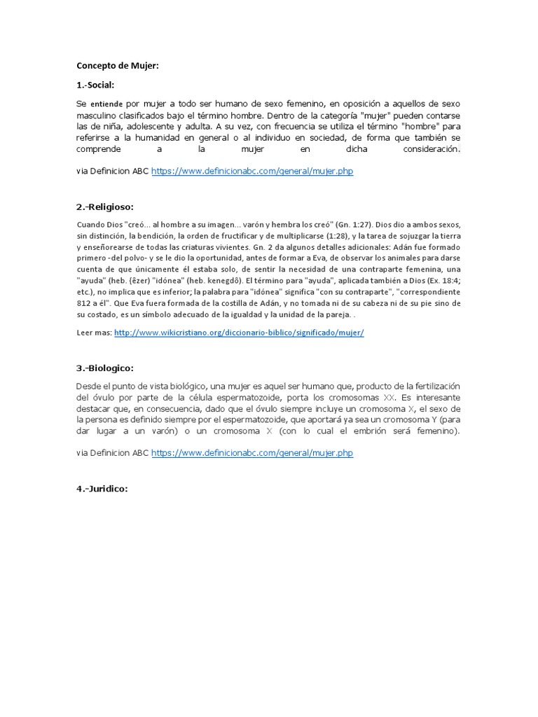 Definición y Concepto de Mujer | PDF