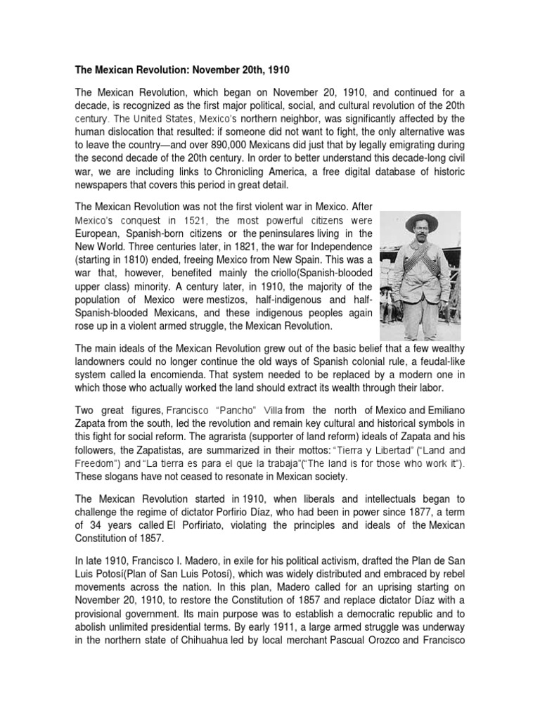 The Mexican Revolution: November 20th, 1910 | PDF | Mexico | Mexican ...