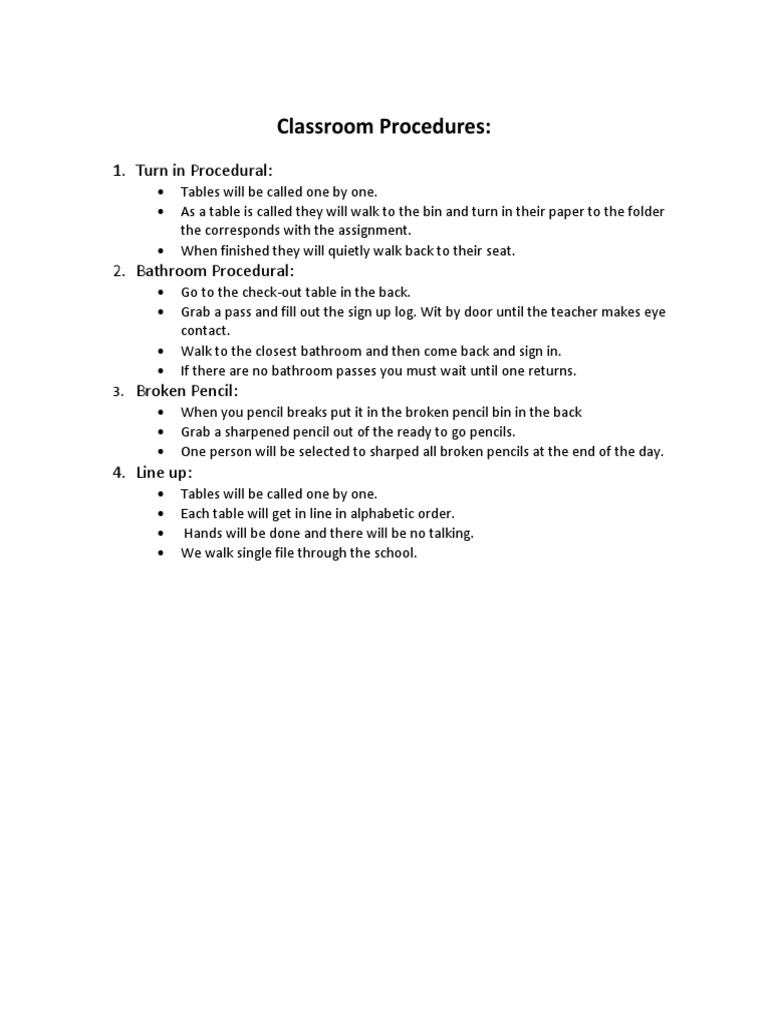 Classroom Procedures | PDF