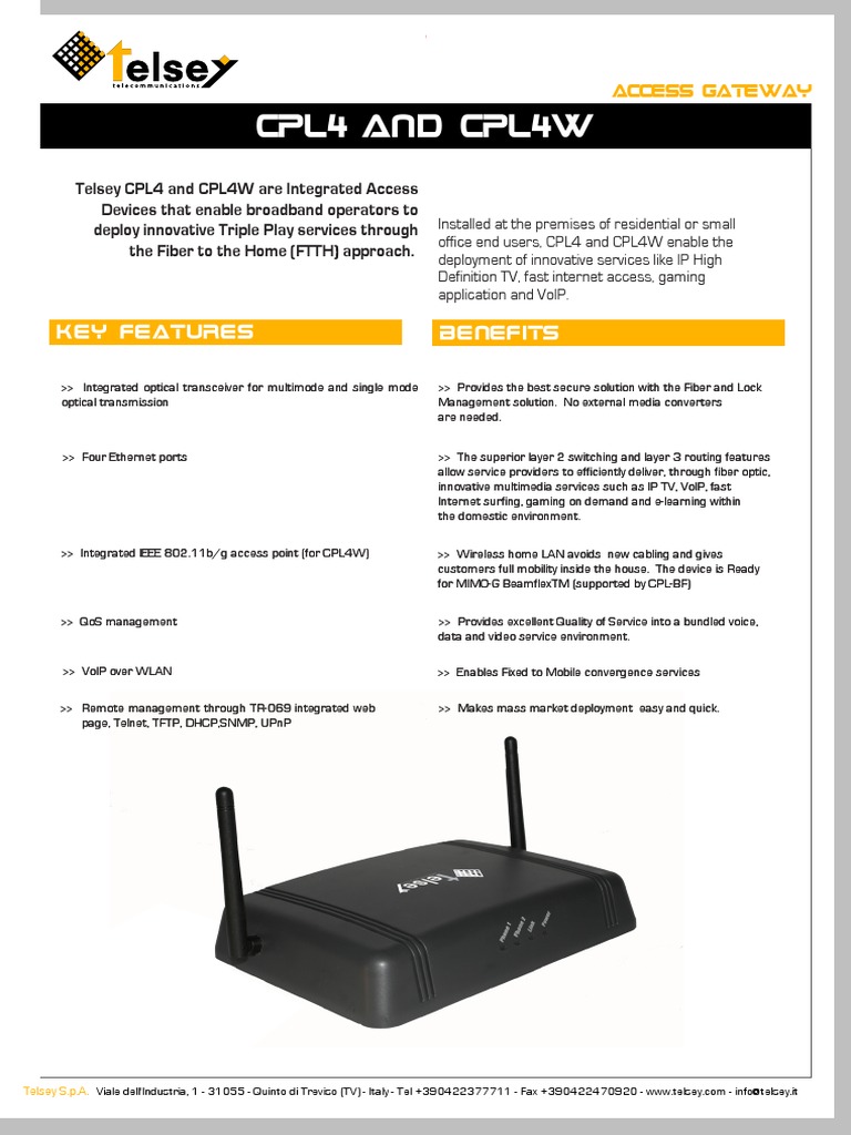 CPL4 CPL4W | PDF | Voice Over Ip | Fiber To The X