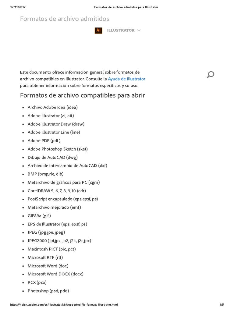 Formatos de Archivo Admitidos para Illustrator PDF | PDF | Adobe ...