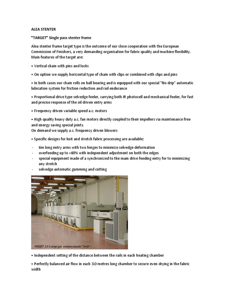 TARGET Single pass stenter frame | PDF | Mechanical Engineering ...