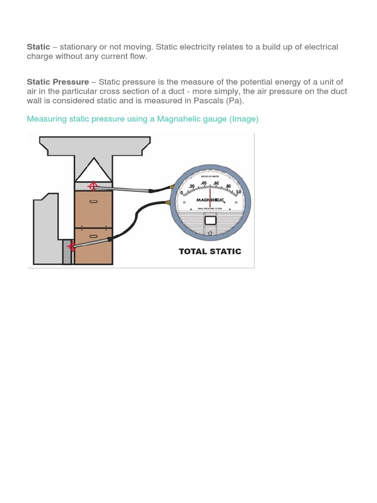 Static: Measuring Static Pressure Using A Magnahelic Gauge (Image) | PDF