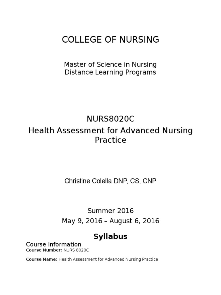 Summer 2016 8020C DL Syllabus | PDF | Educational Assessment | Physical ...