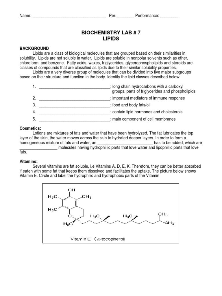Lab 7 - Lipids Lab | PDF | Lipid | Hydrogen Compounds